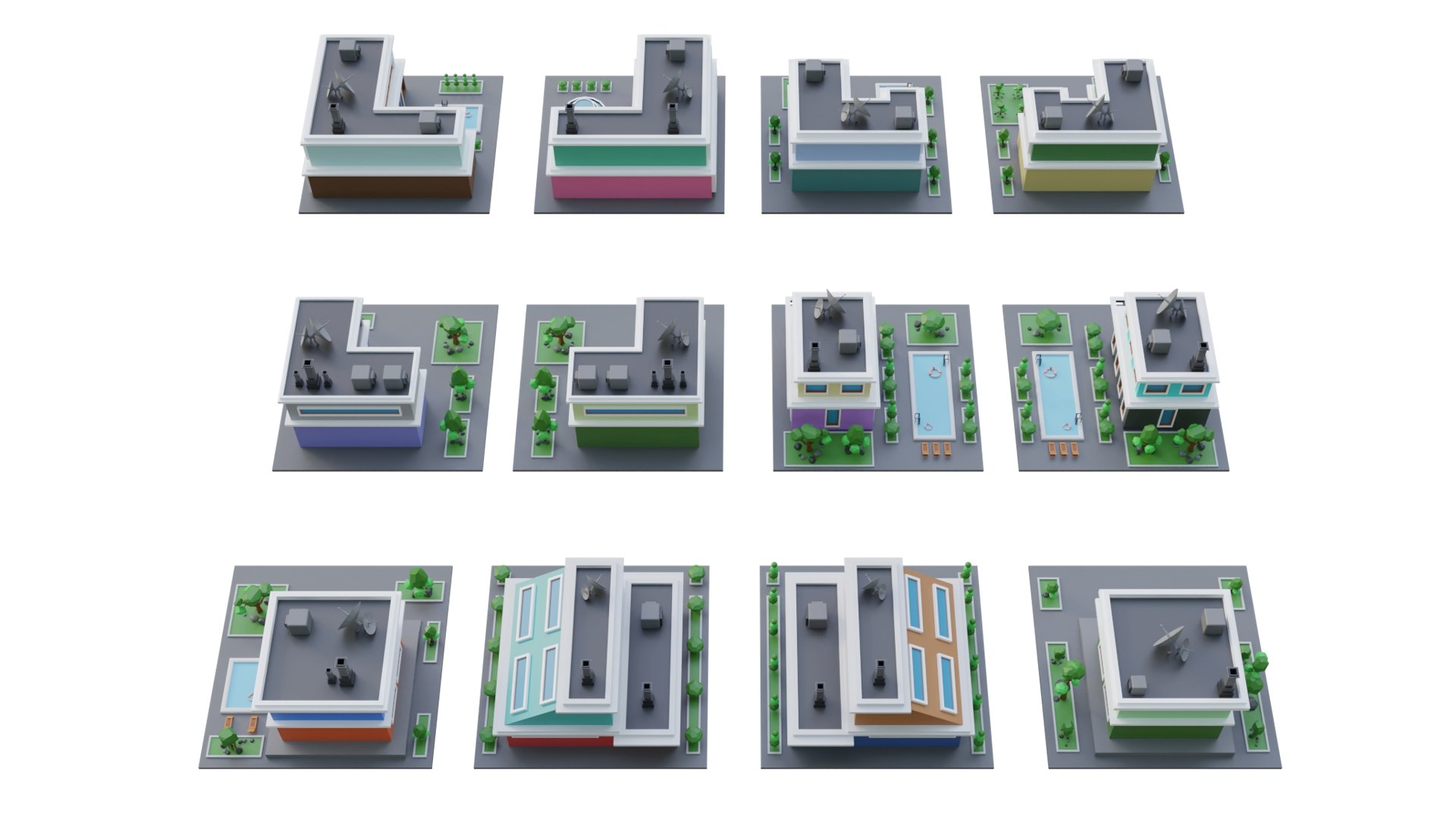 Low Poly House Pack - 12 3D Model - TurboSquid 2093521
