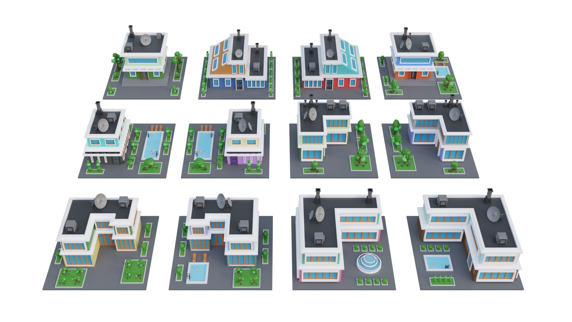 Low Poly House Pack - 12 3D Model - TurboSquid 2093521