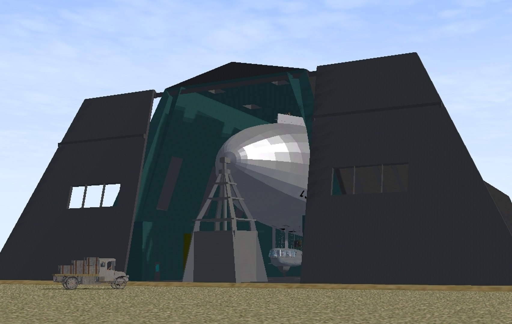 3D World War Zeppelin Hanger - TurboSquid 1208837