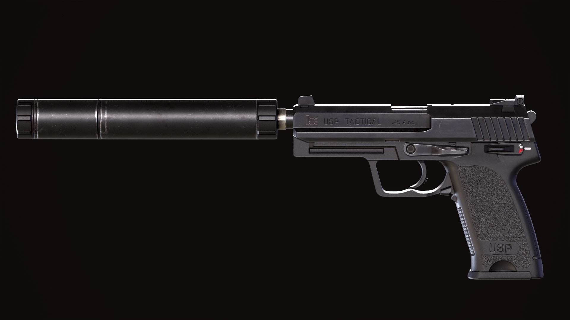 USP Tactical Pistol With Suppressor Low Poly Game-Ready Model 3D ...