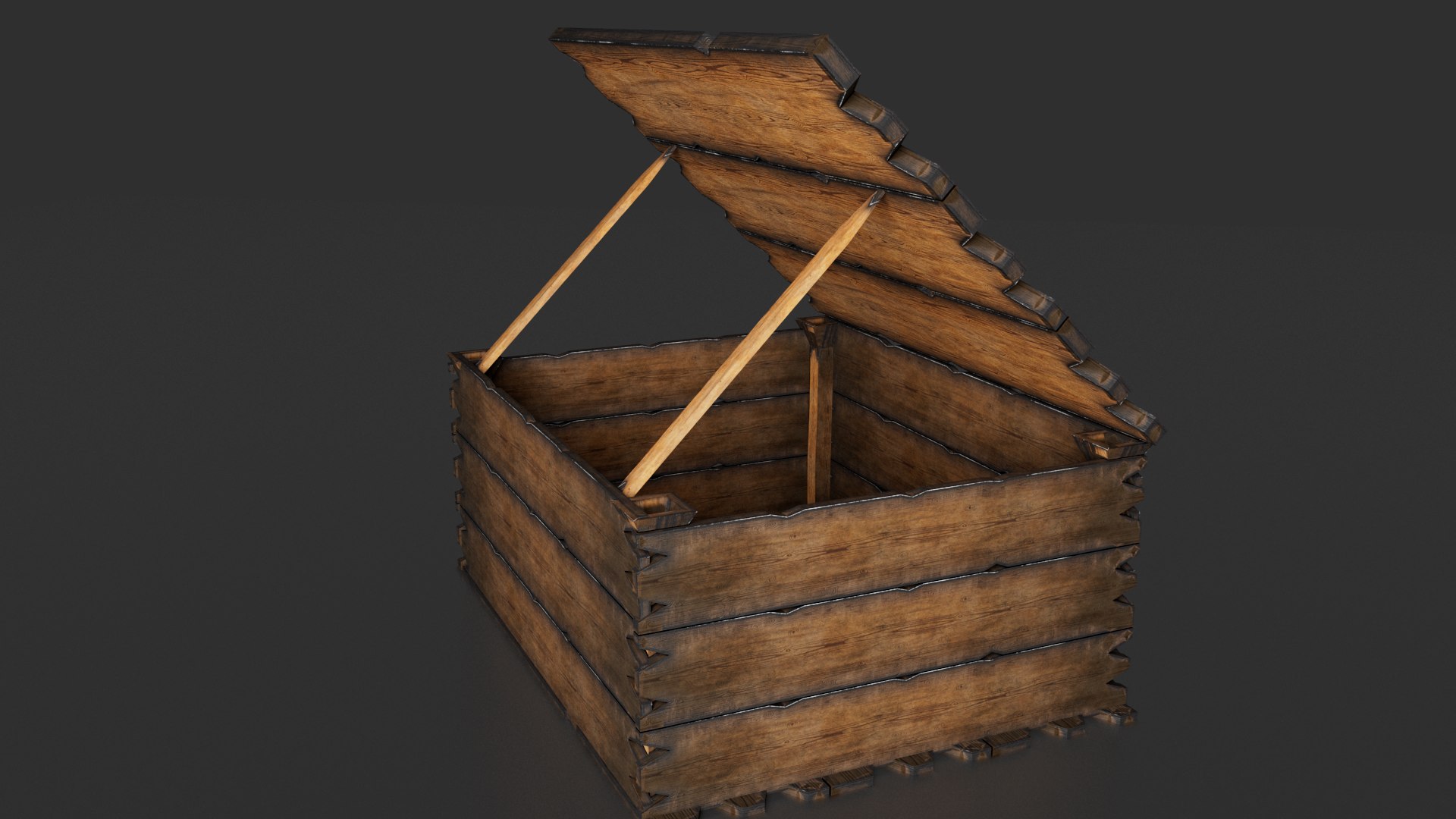 3D 3D Wooden Box Low Poly PBR Model - TurboSquid 2210934