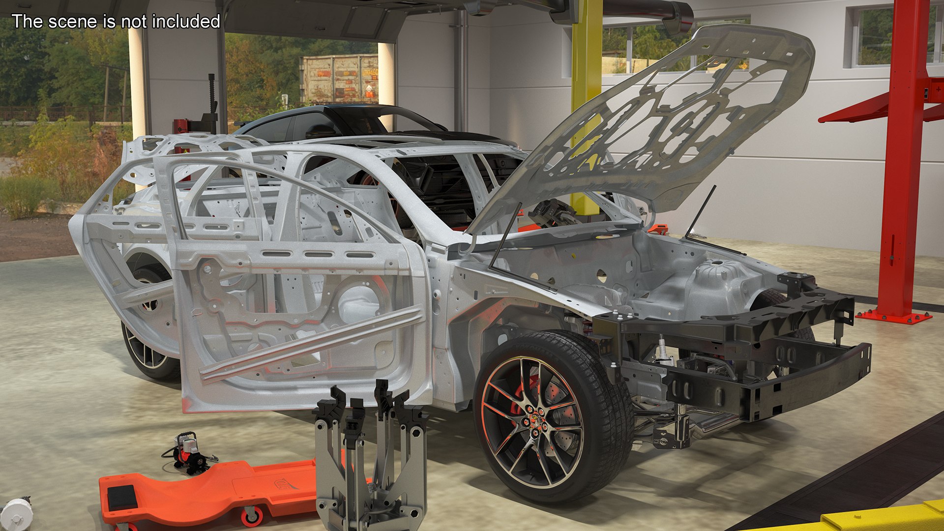 3D Car Frame And Chassis With Wheels Rigged For Cinema 4D Model ...