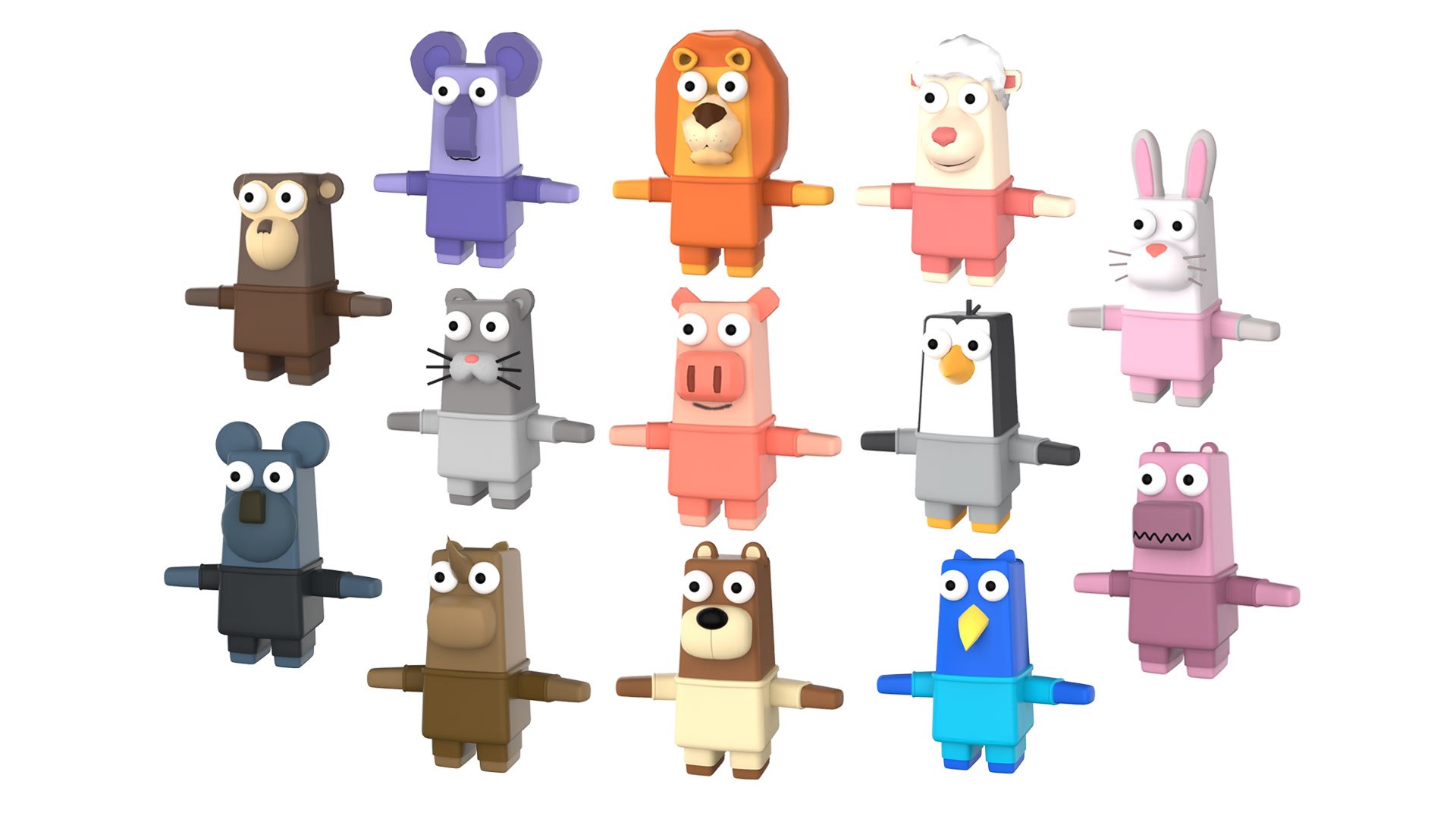 Character Animal Cartoon Pack 003 3D - TurboSquid 2253507