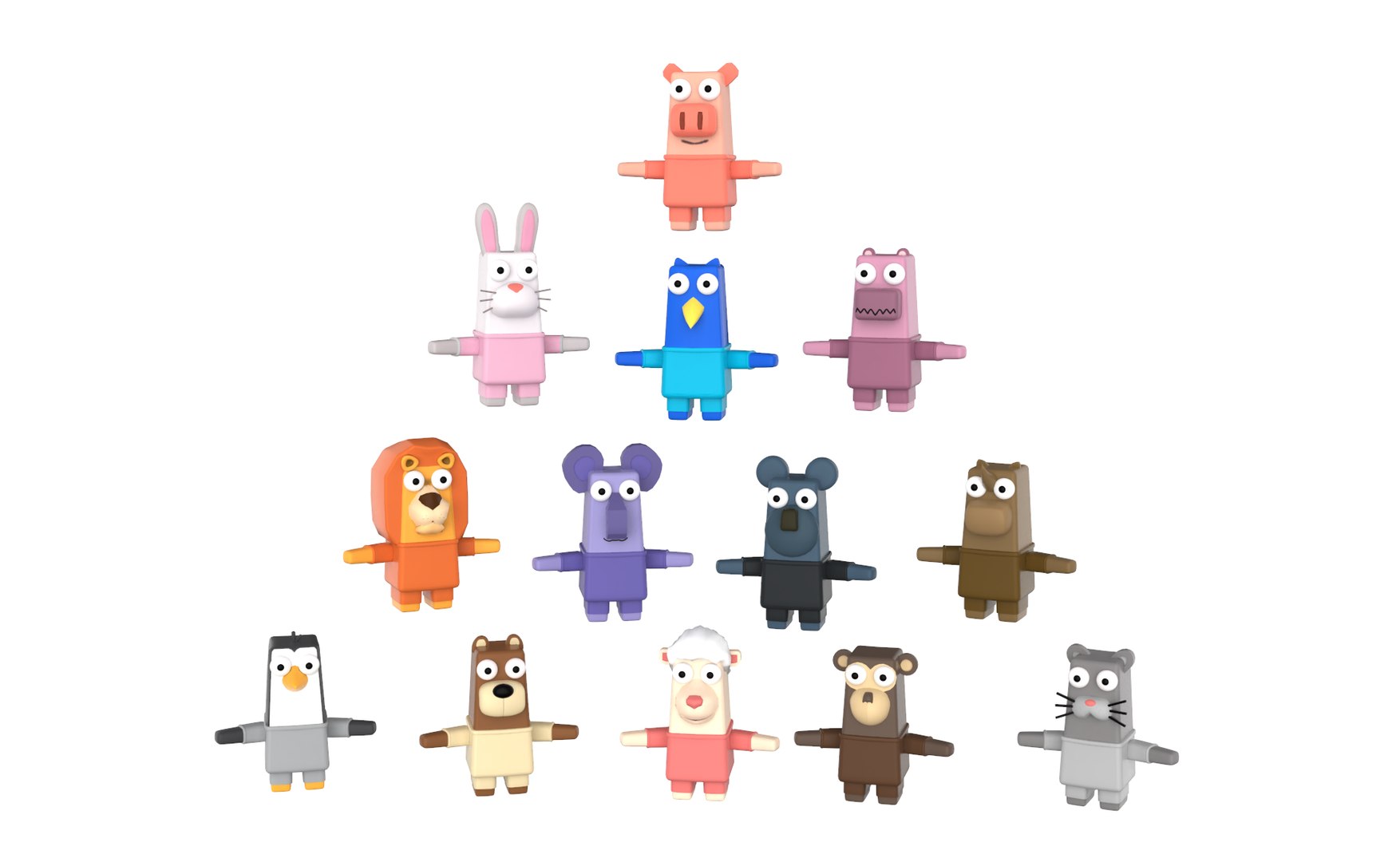 Character Animal Cartoon Pack 003 3D - TurboSquid 2253507