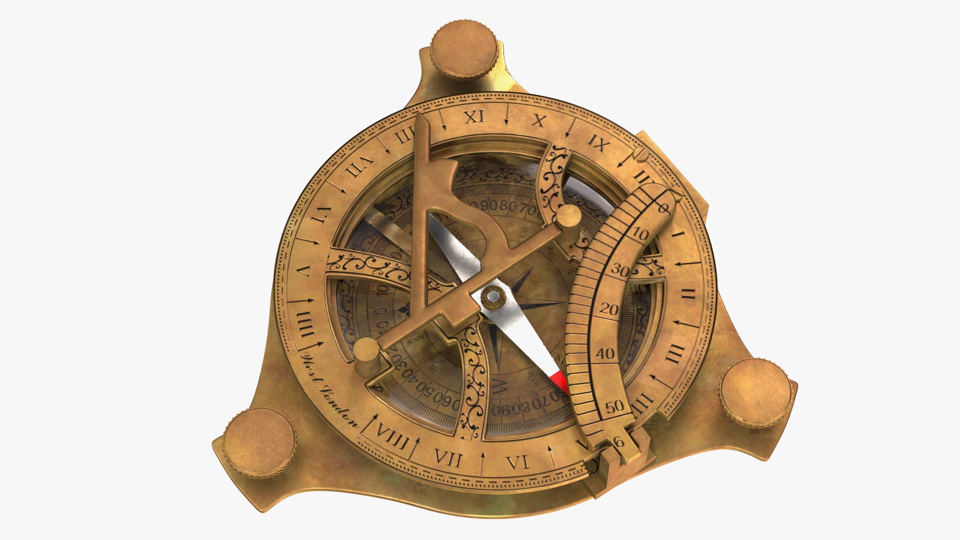 Antique Aged Compass With Sundial 3D - TurboSquid 2212750