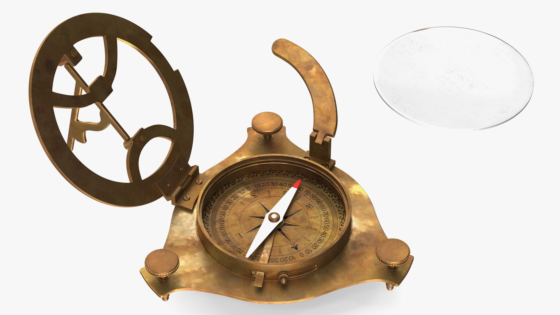 Antique Aged Compass With Sundial 3D - TurboSquid 2212750