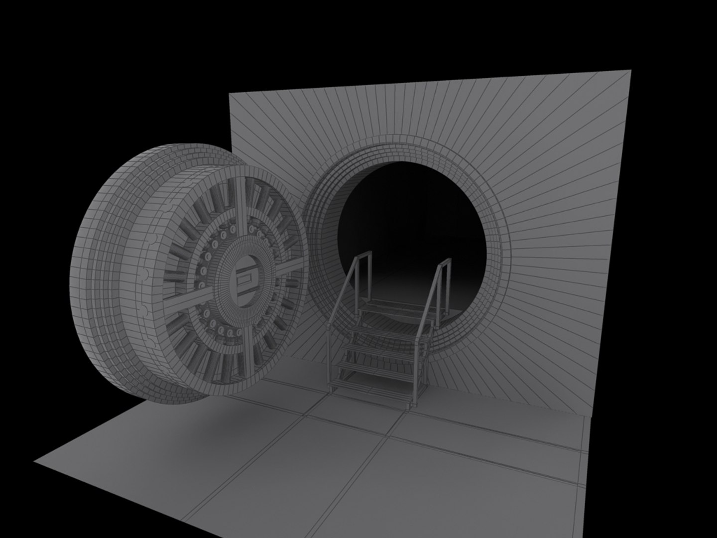 3d model massive bank vault