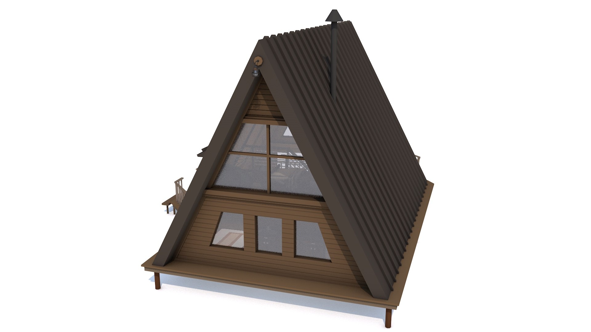 3D Model A Frame Log Cabin - Game Ready Low Poly - TurboSquid 2224058