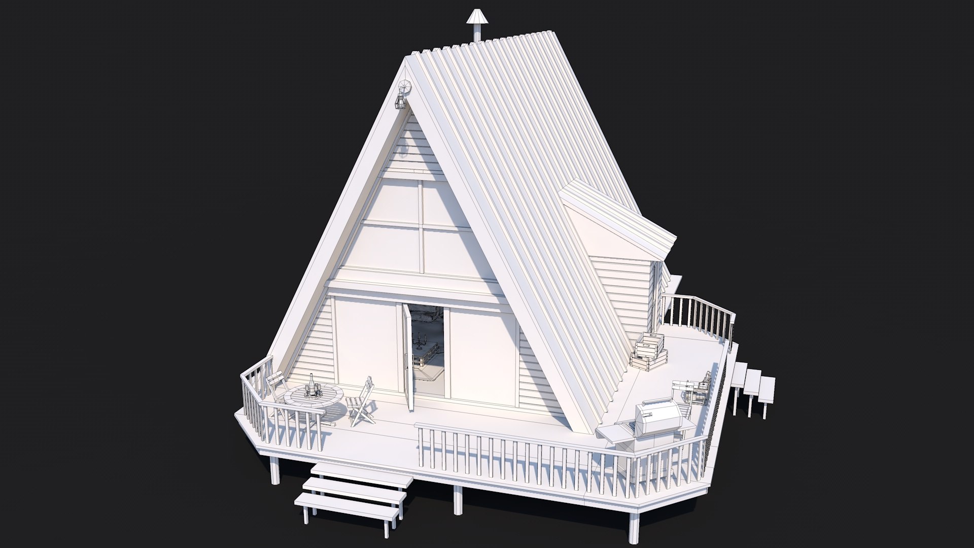 3D Model A Frame Log Cabin - Game Ready Low Poly - TurboSquid 2224058