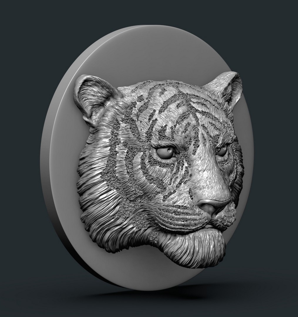 Bas-relief Tiger Head Collection Model - TurboSquid 1833154