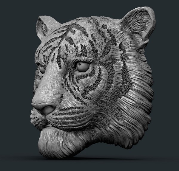 Bas-relief Tiger Head Collection model - TurboSquid 1833154