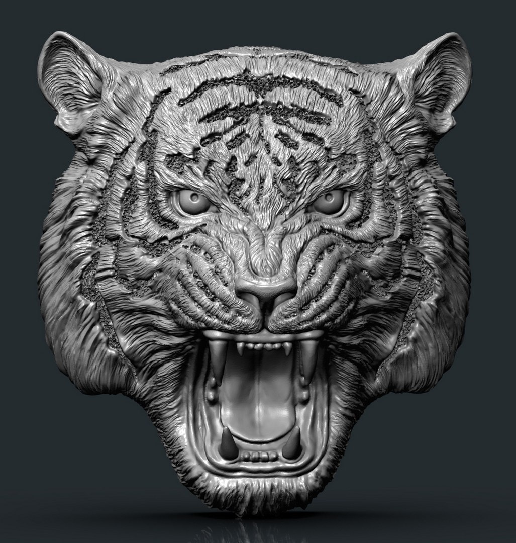 Bas-relief Tiger Head Collection Model - TurboSquid 1833154