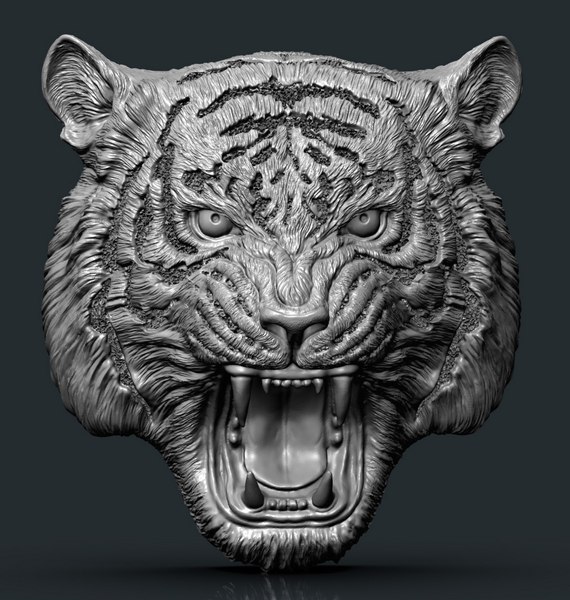 Bas-relief Tiger Head Collection model - TurboSquid 1833154
