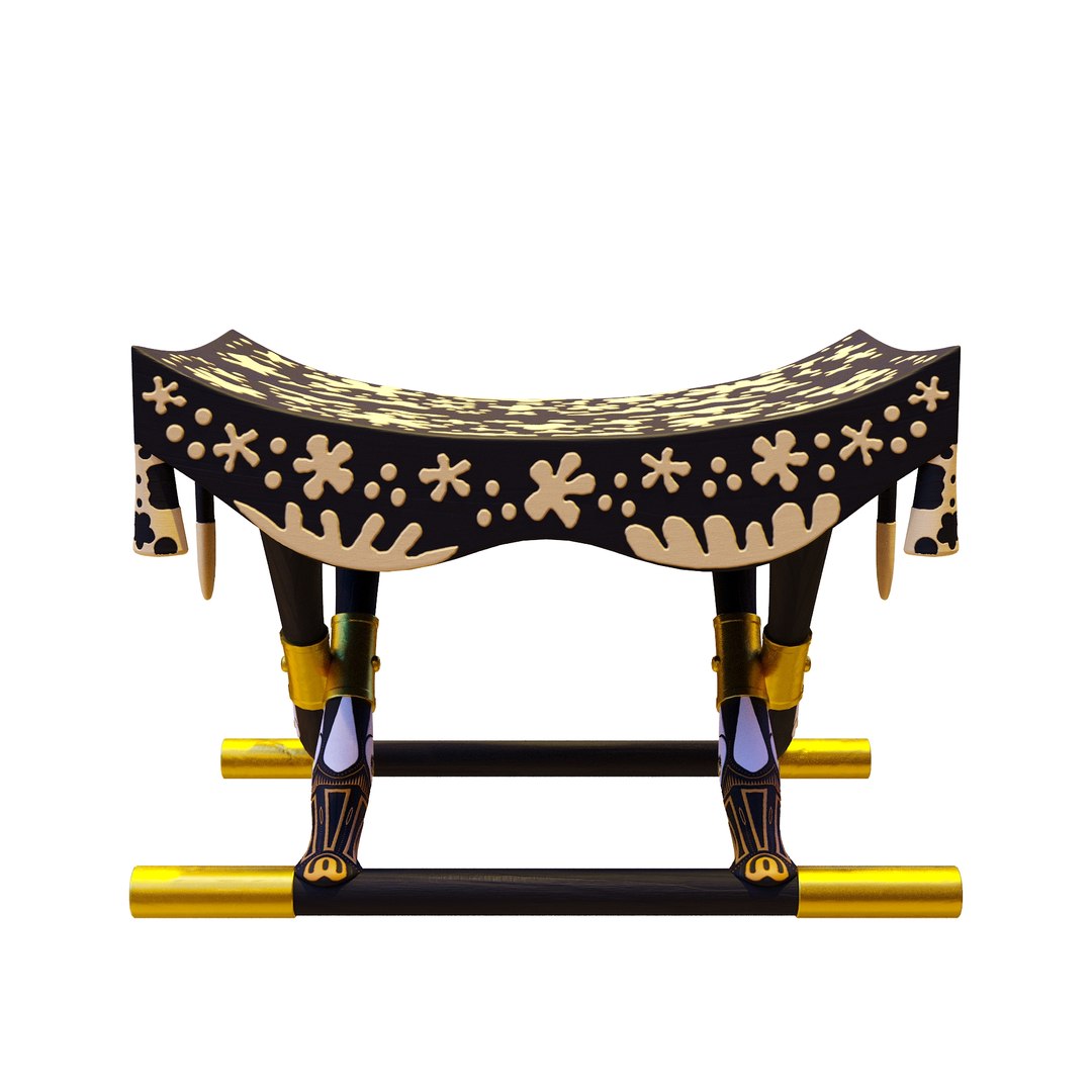 Egyptian Furniture Kit - Folding Stool Leopard Skin 3D Model ...