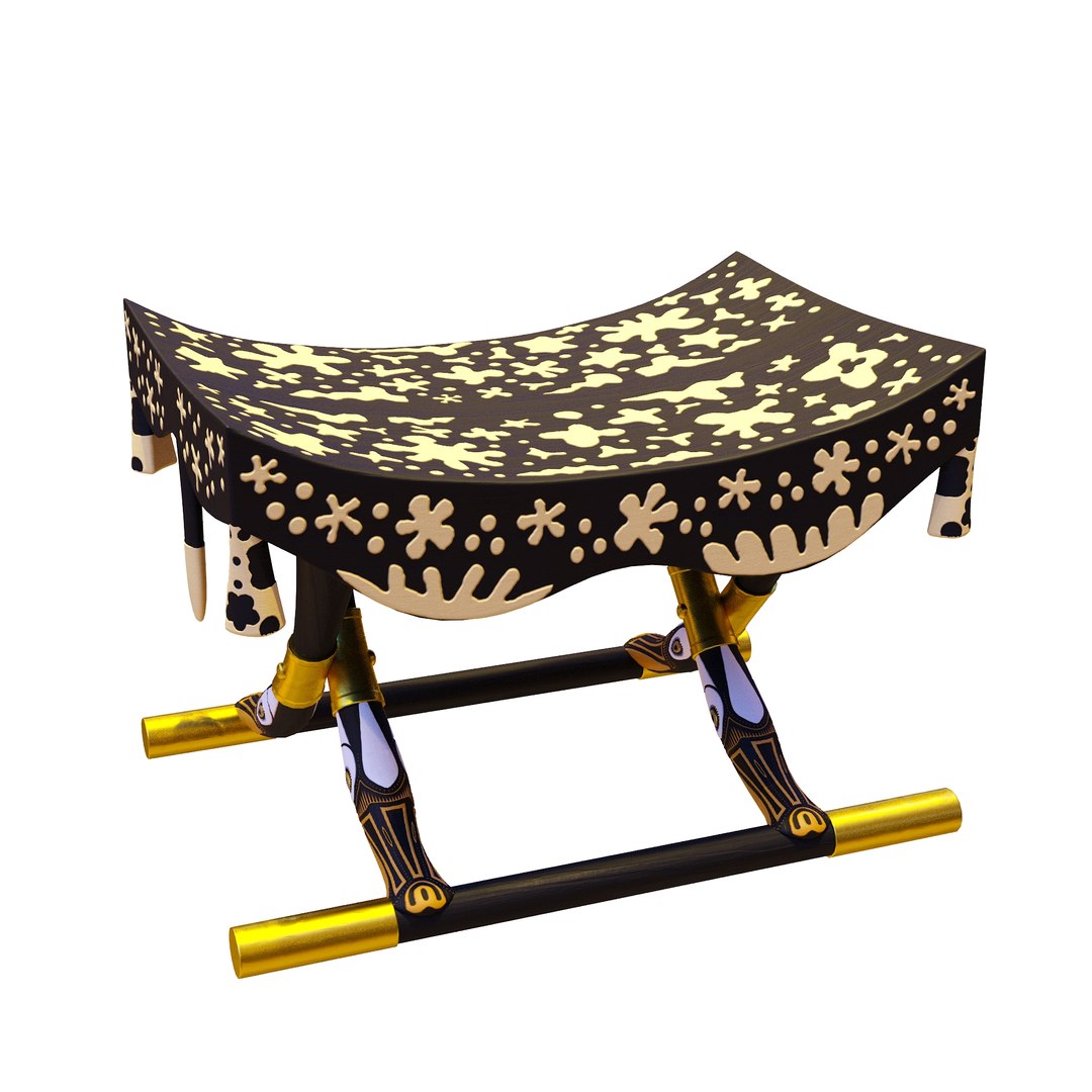 Egyptian Furniture Kit - Folding Stool Leopard Skin 3D Model ...