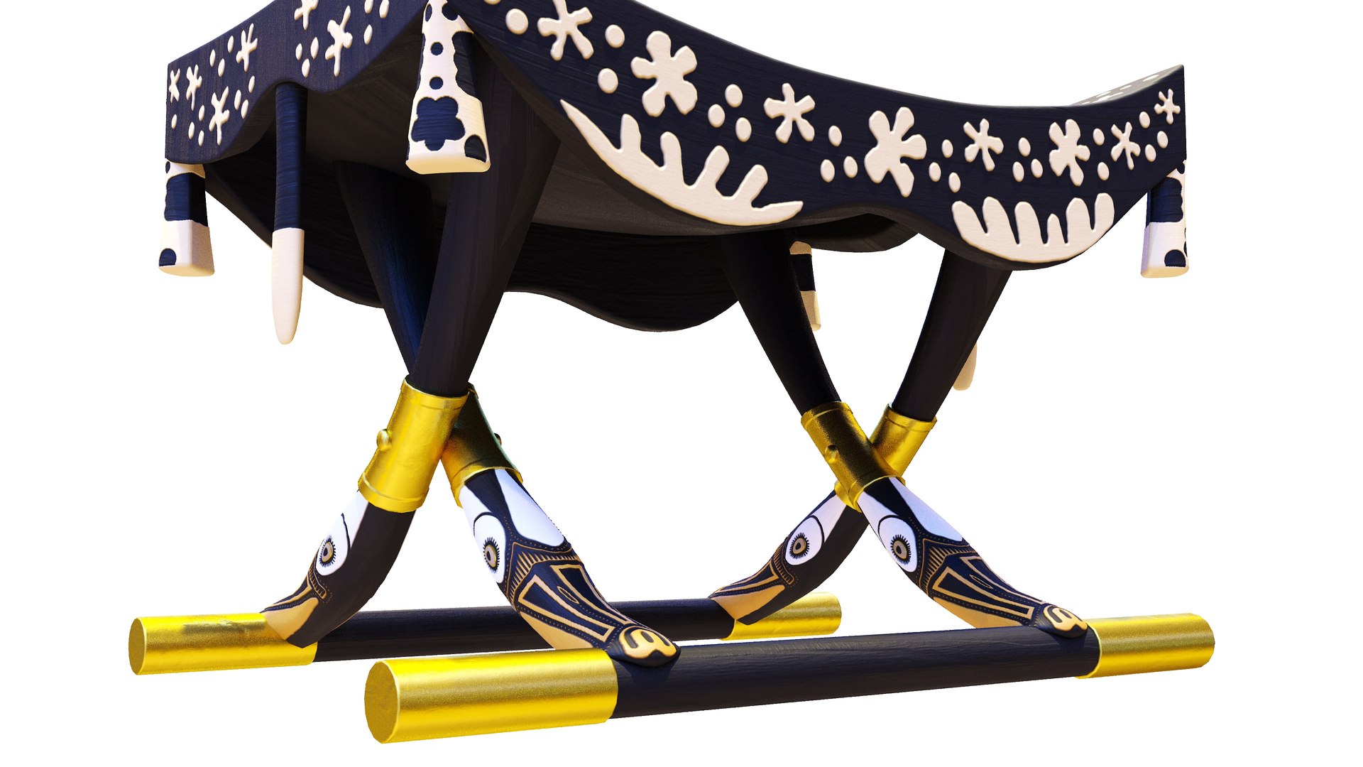 Egyptian Furniture Kit - Folding Stool Leopard Skin 3D Model ...