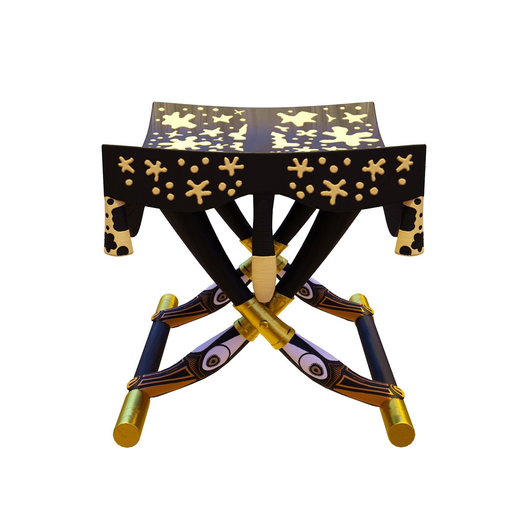 Egyptian Furniture Kit - Folding Stool Leopard Skin 3D Model ...