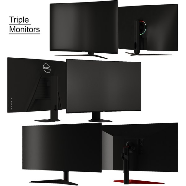 Triple PBR Monitors 3D - TurboSquid 1947212