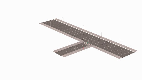 3D Connectable Highway Road Elements T-shaped Junction model ...