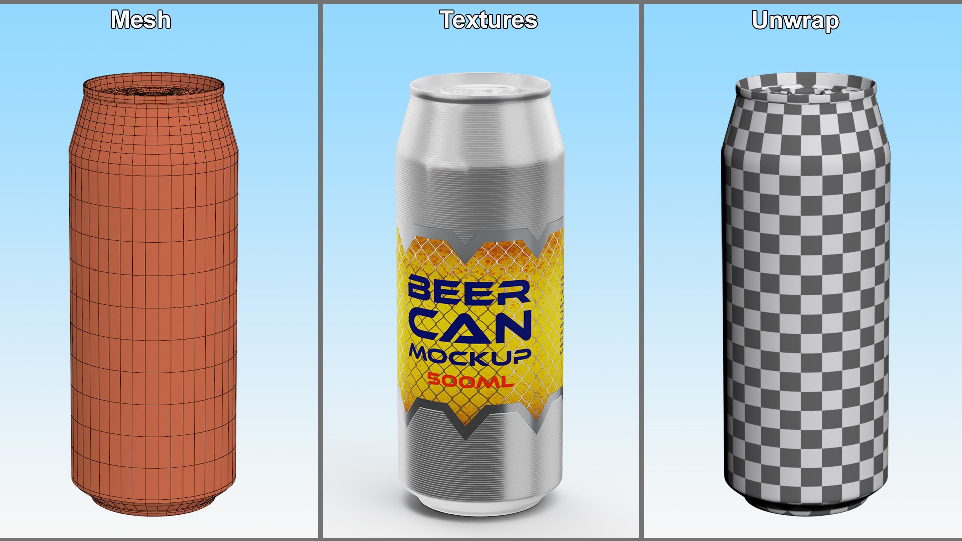 Beer Can Mockup 500ml 3D Model - TurboSquid 2059236