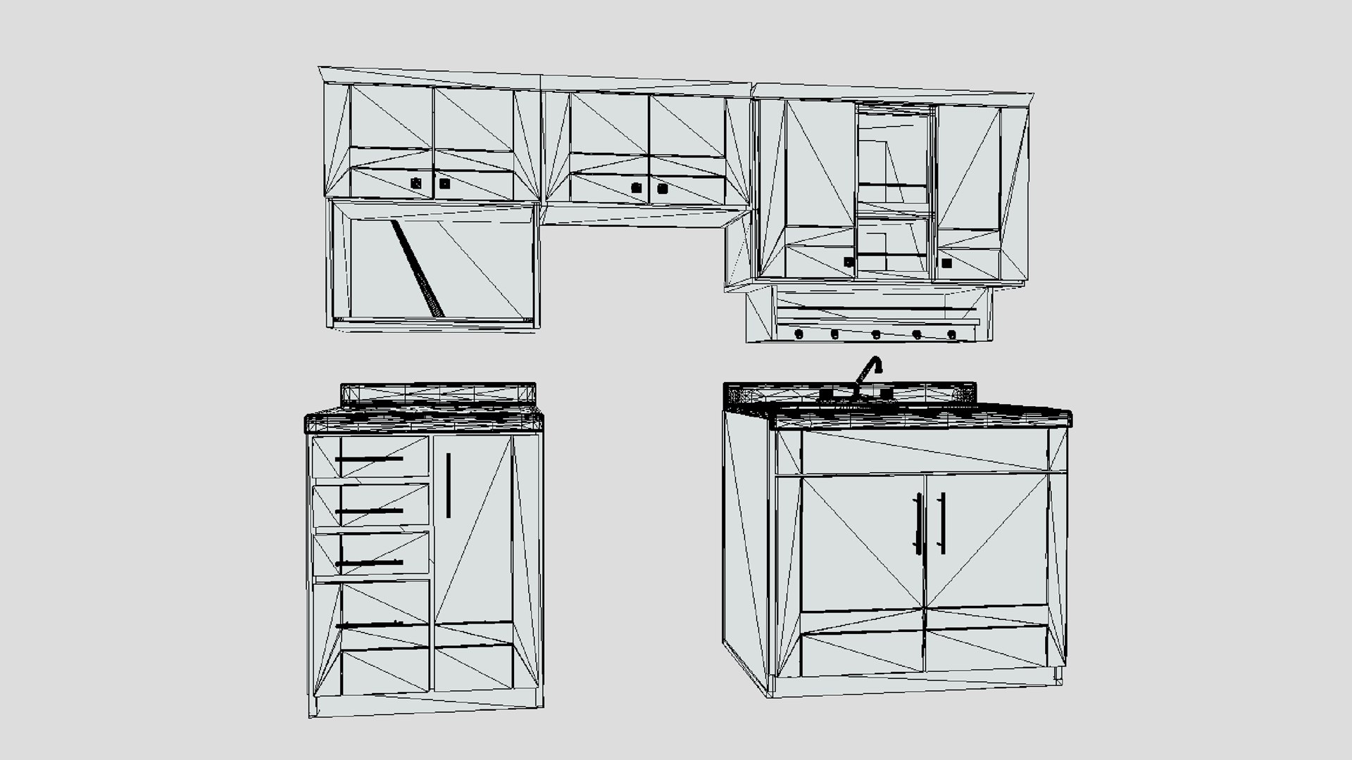 3D Kitchen Furniture Set - TurboSquid 2086406