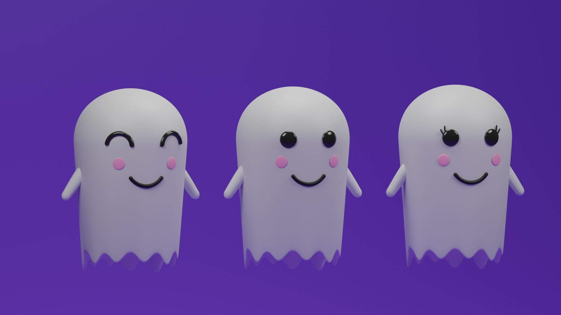 Cartoon Cute Ghost Collection 3D Model - TurboSquid 1828351