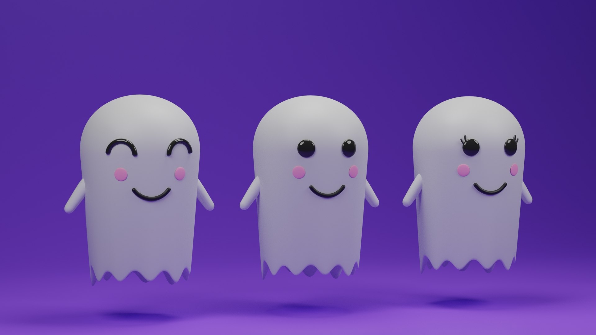Cartoon Cute Ghost Collection 3D Model - TurboSquid 1828351
