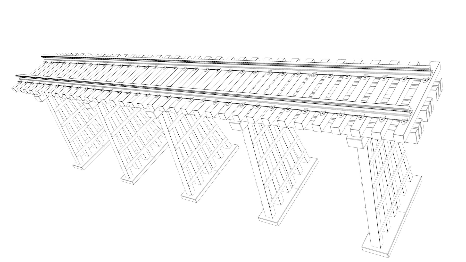 Modular Wooden Railway Bridge 3D - TurboSquid 1811648