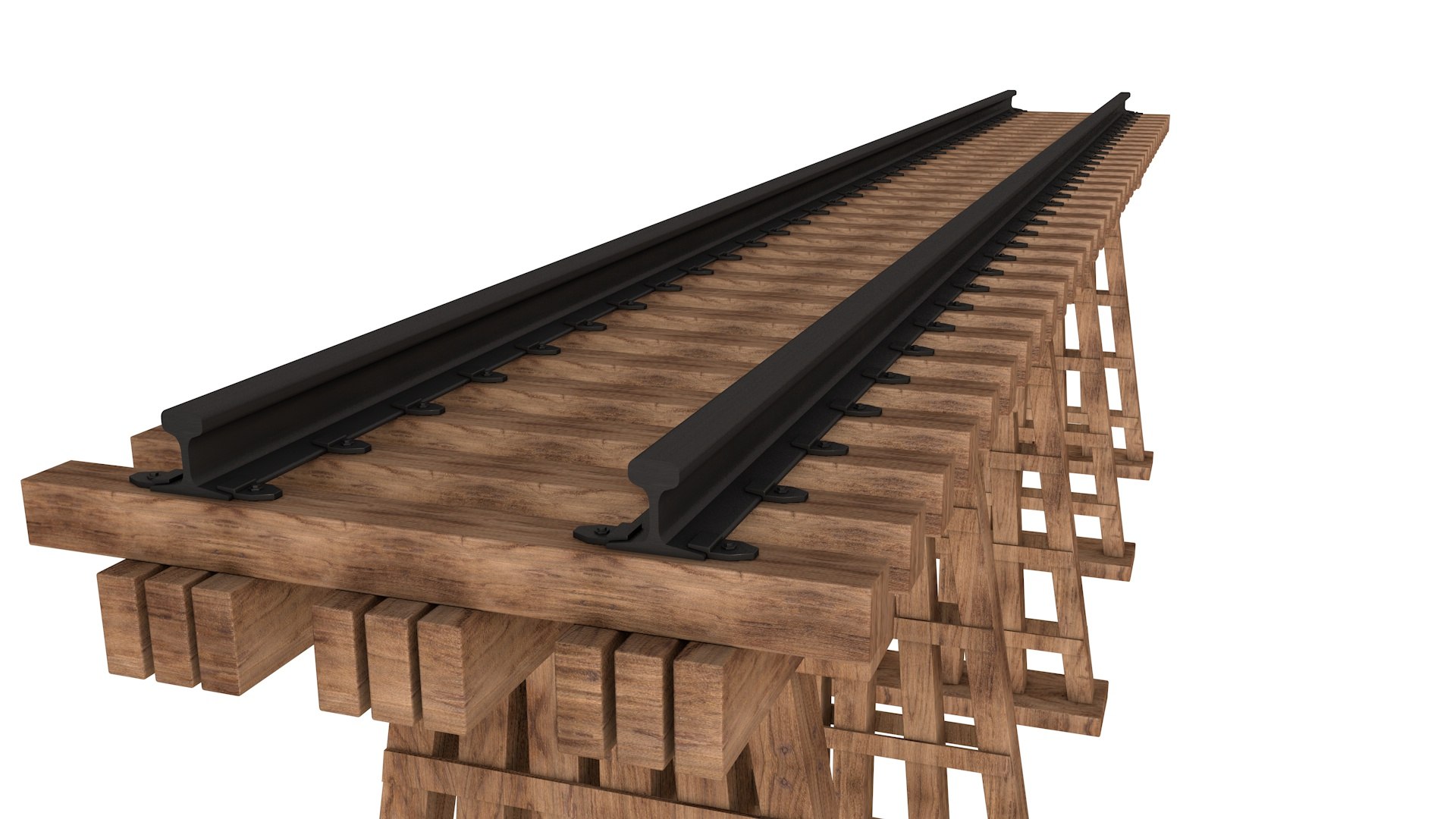 Modular Wooden Railway Bridge 3D - TurboSquid 1811648