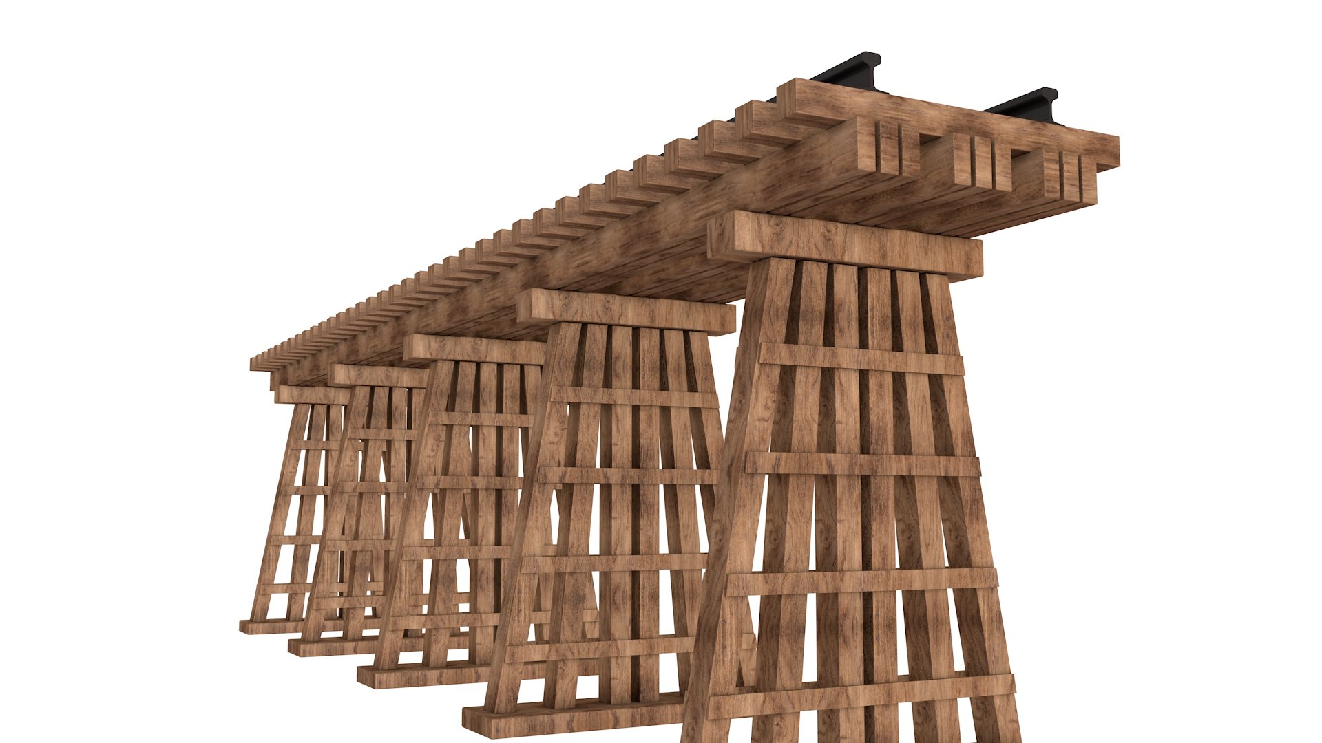 Modular Wooden Railway Bridge 3D - TurboSquid 1811648