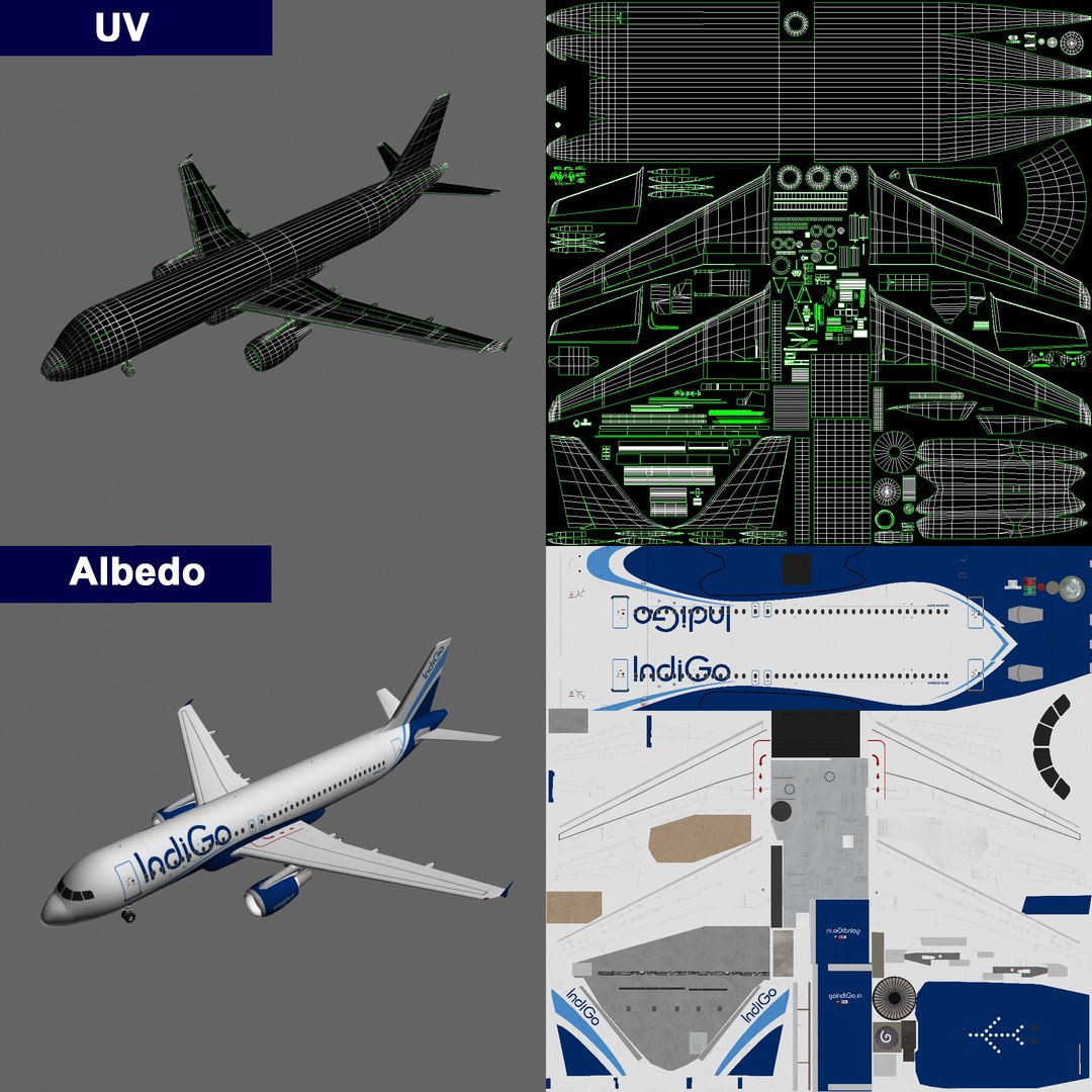 3d model airbus a320 indigo animation