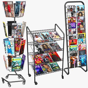 3d model of full-height magazine rack shelving