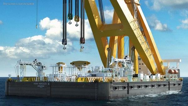 3D Floating Crane Ship Working Position model - TurboSquid 1874775