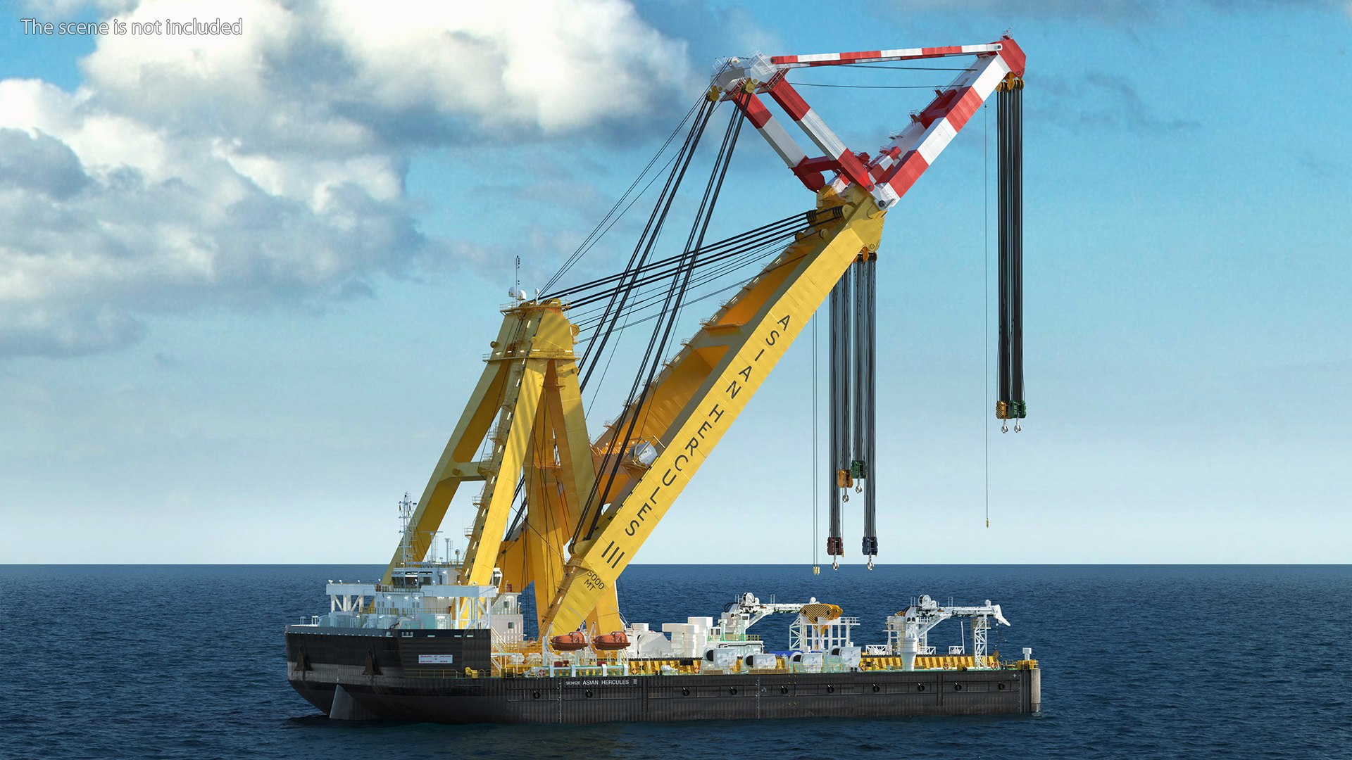 3D Floating Crane Ship Working Position model - TurboSquid 1874775