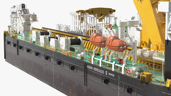 3D Floating Crane Ship Working Position model - TurboSquid 1874775