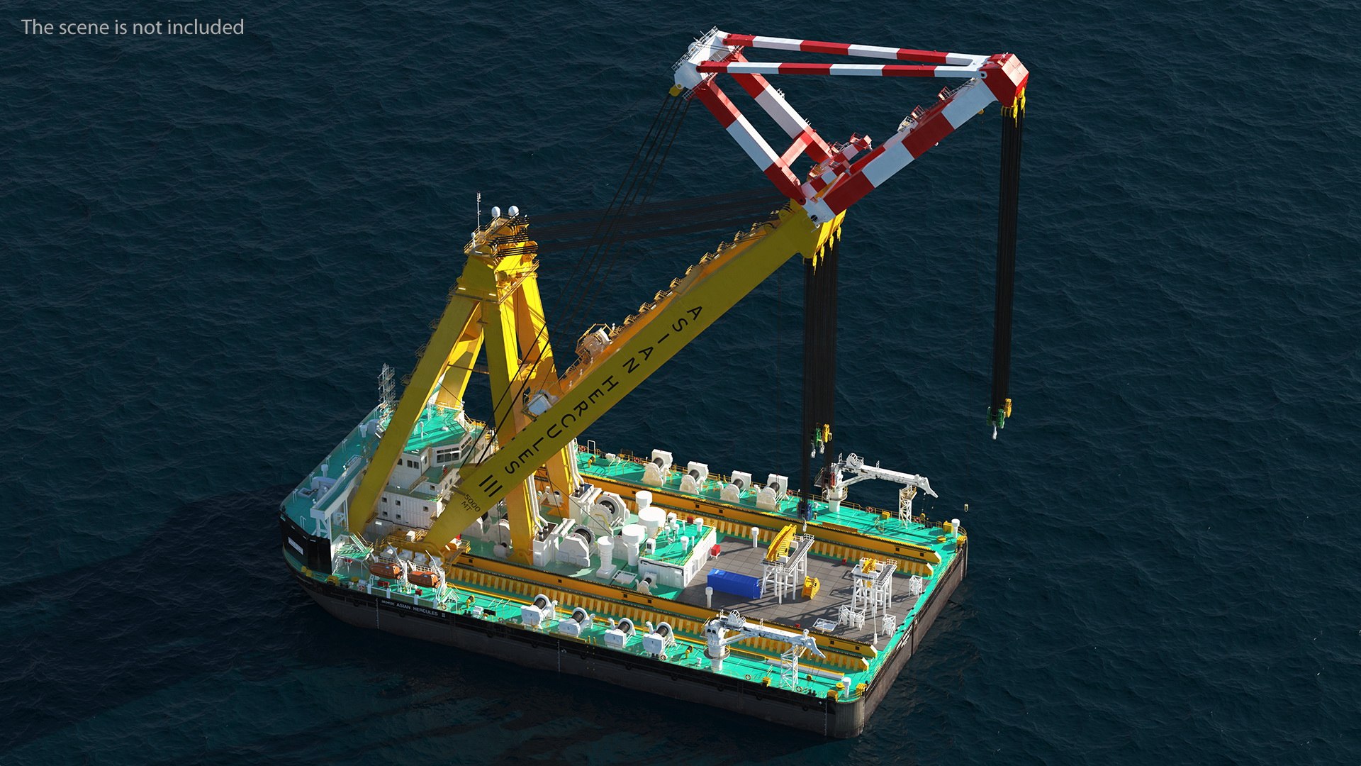 3D Floating Crane Ship Working Position model - TurboSquid 1874775