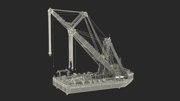 3D Floating Crane Ship Working Position model - TurboSquid 1874775