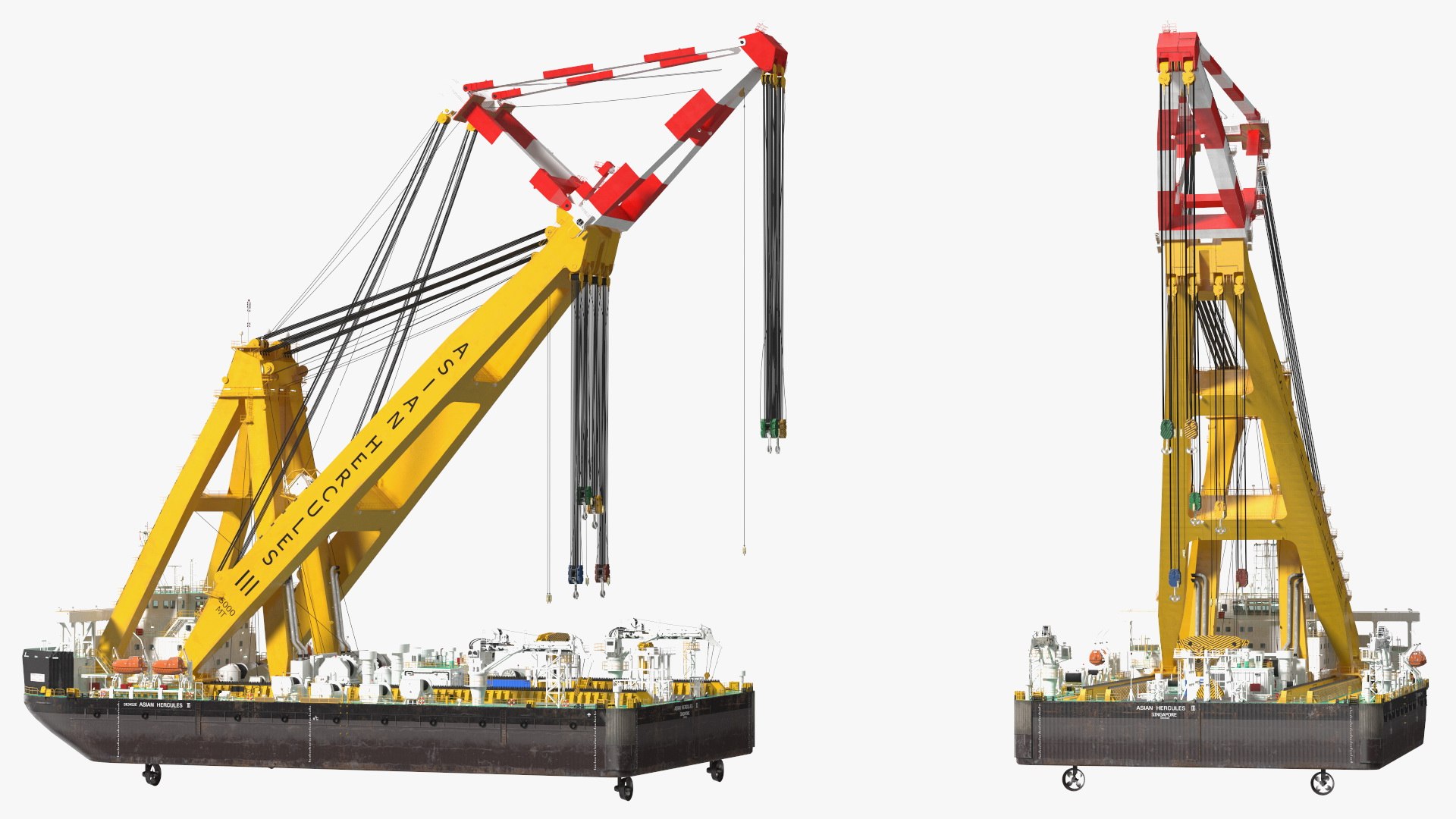 3D Floating Crane Ship Working Position model - TurboSquid 1874775