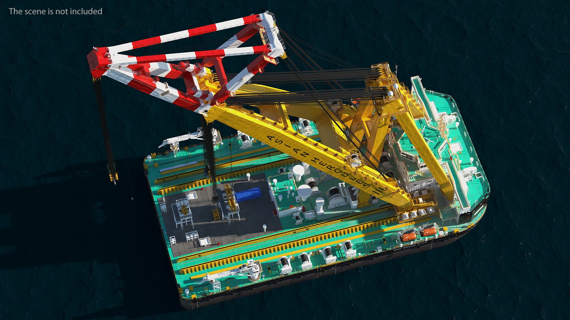 3D Floating Crane Ship Working Position model - TurboSquid 1874775