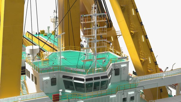 3D Floating Crane Ship Working Position model - TurboSquid 1874775