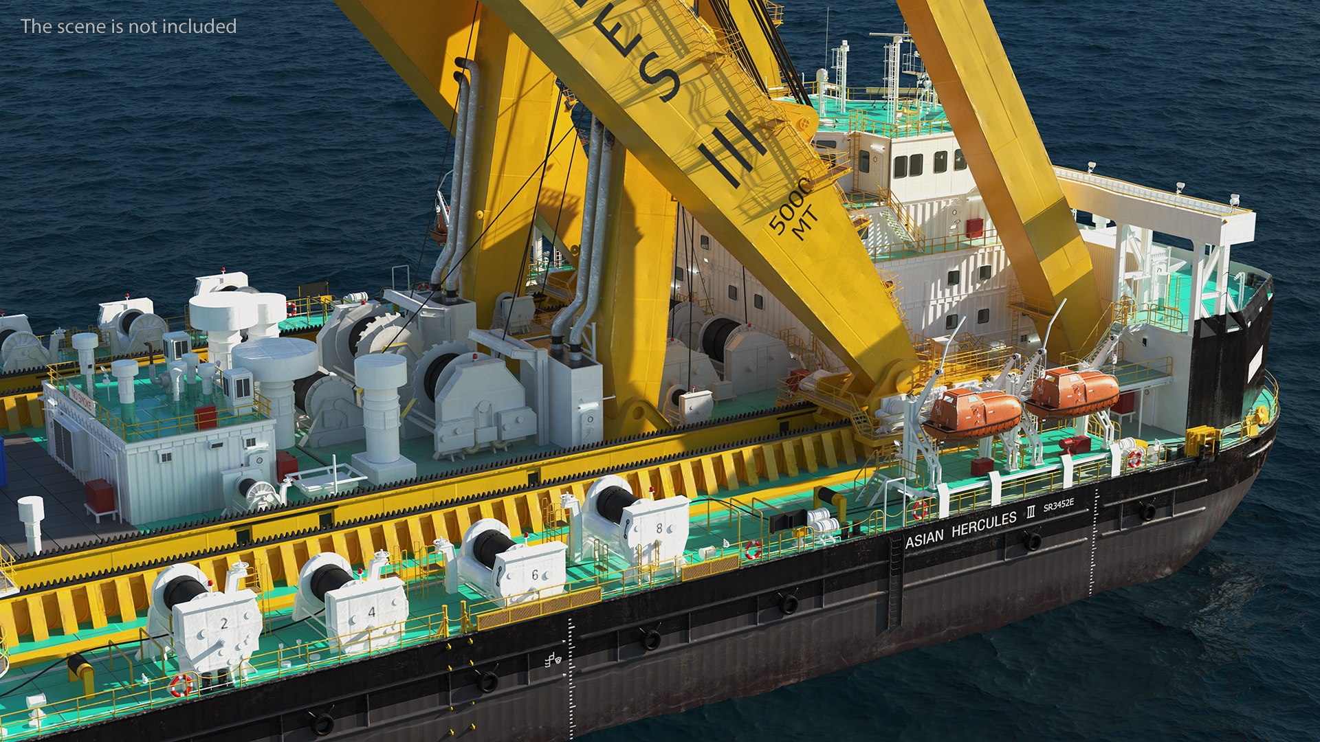 3D Floating Crane Ship Working Position model - TurboSquid 1874775