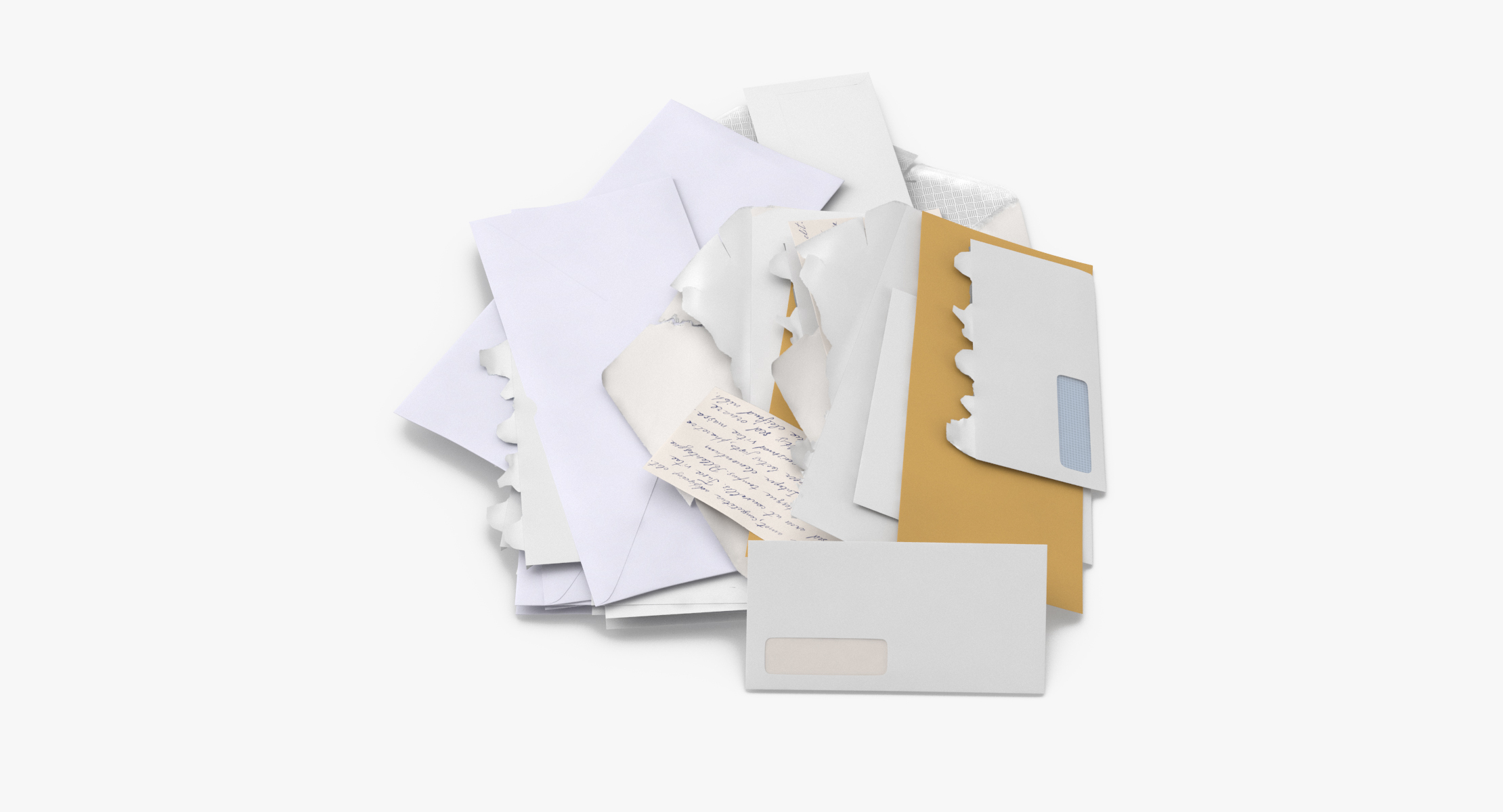 3D opened unopened mail pile model - TurboSquid 1156195