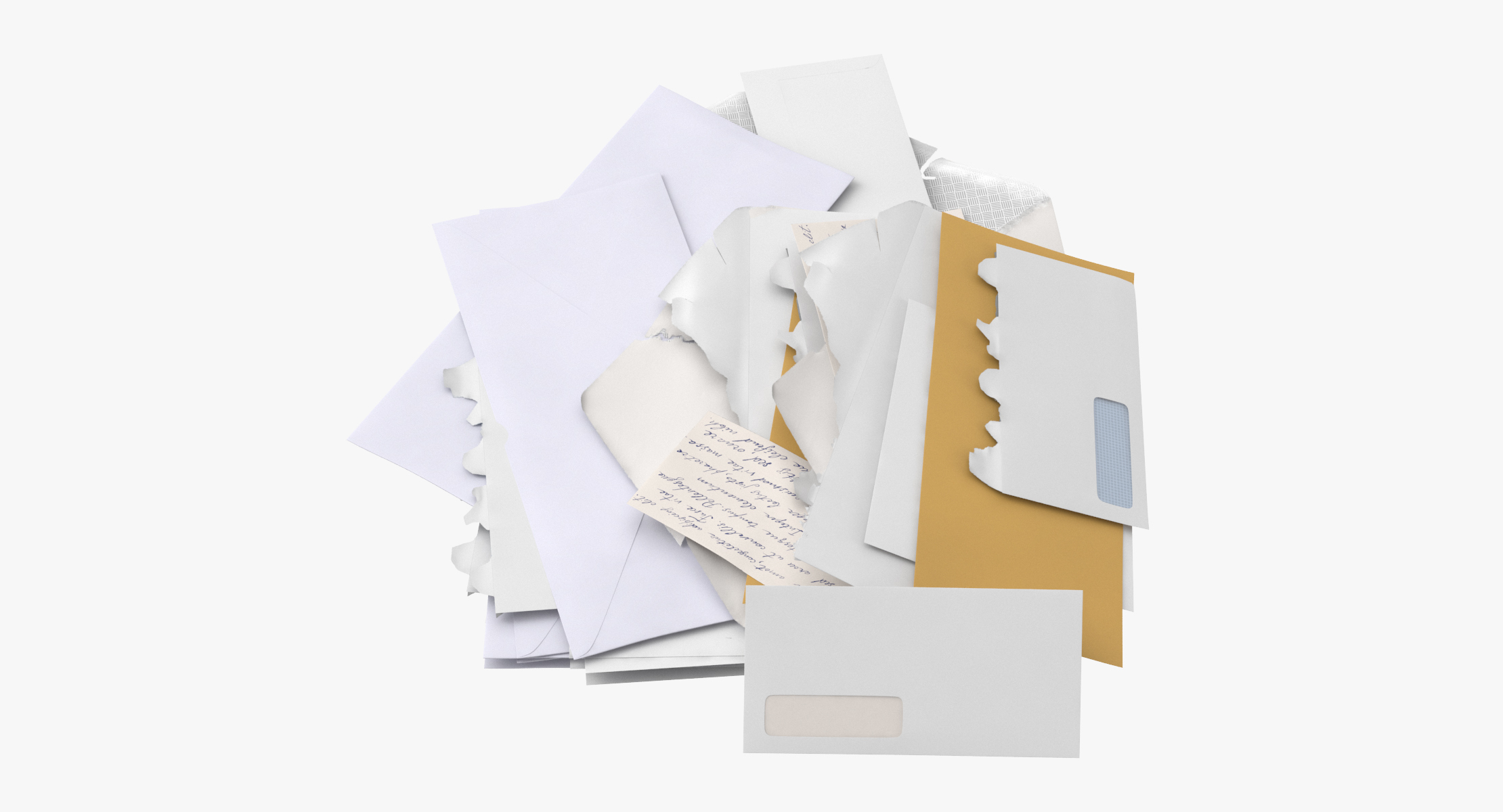 3D opened unopened mail pile model - TurboSquid 1156195