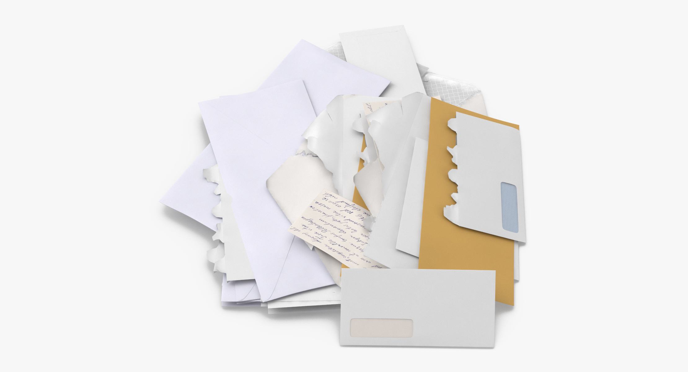 3D opened unopened mail pile model - TurboSquid 1156195