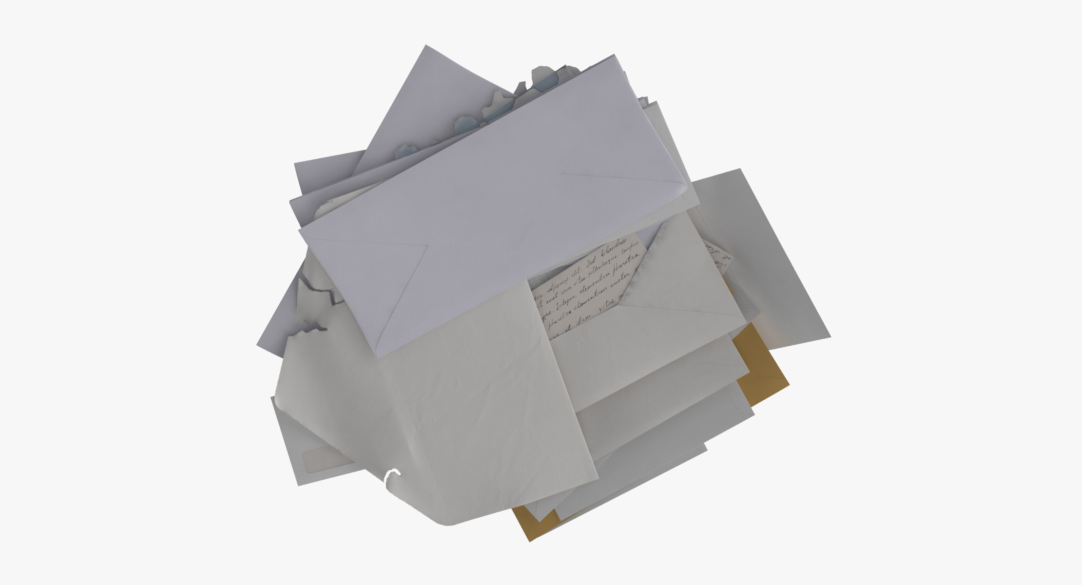 3D opened unopened mail pile model - TurboSquid 1156195
