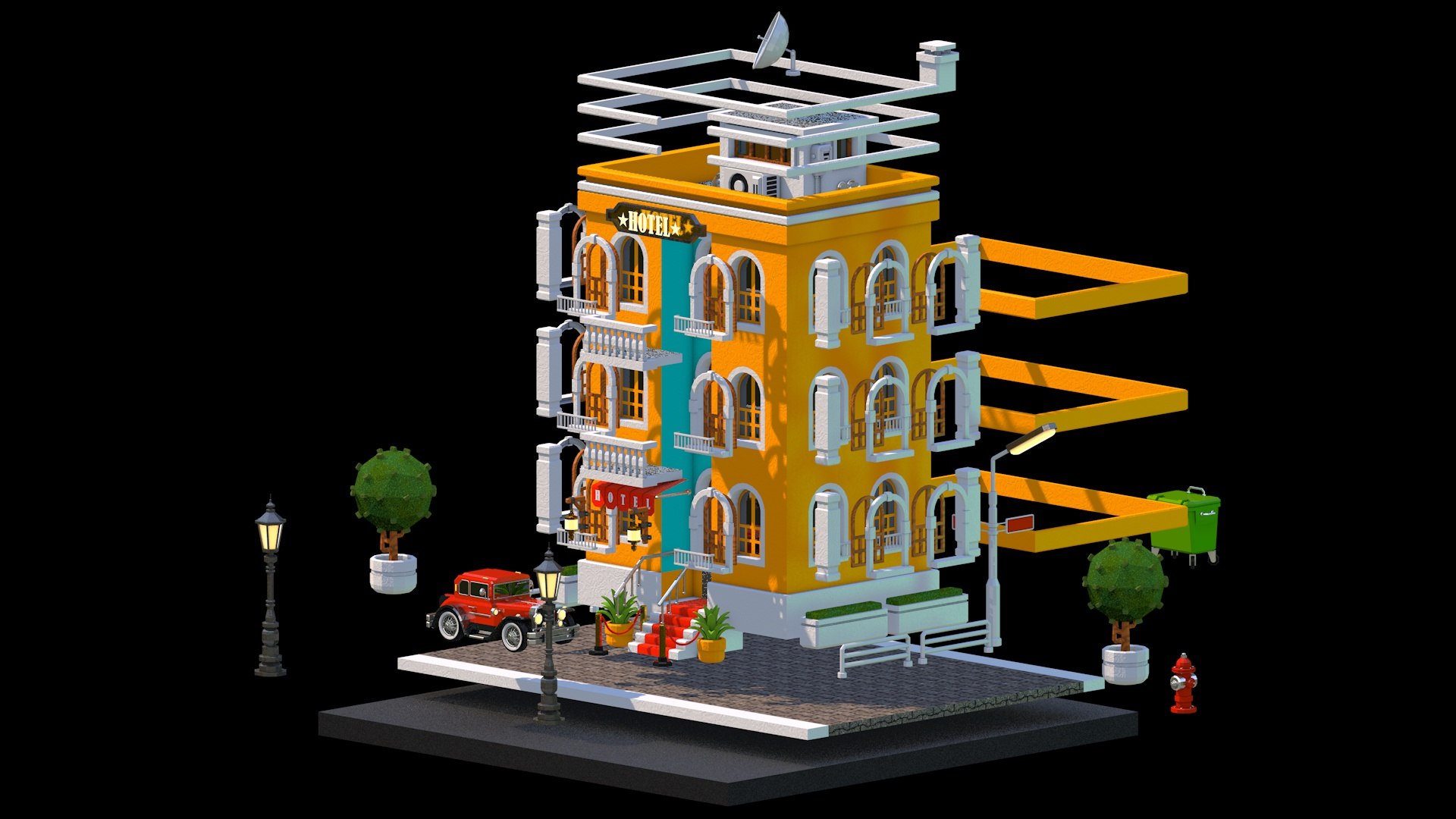 3D Cartoon Hotel 02 - TurboSquid 2173055