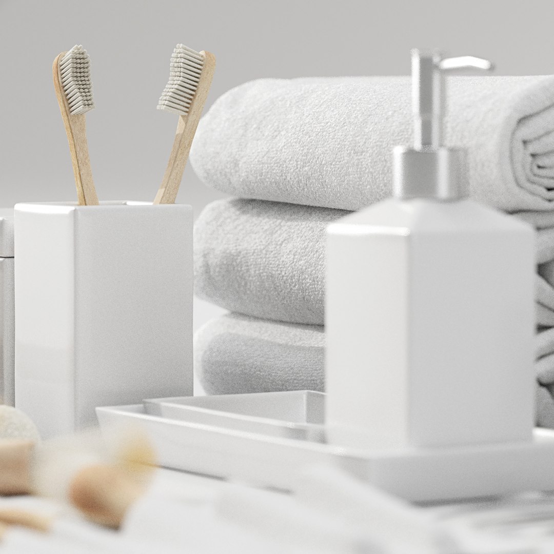 White Earthenware Bathroom Set 01 ZARA HOME model - TurboSquid 2156069