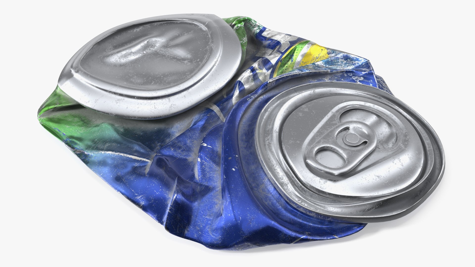 3D Sprite Crushed Soda Can Blue Green Used Model - TurboSquid 2504196