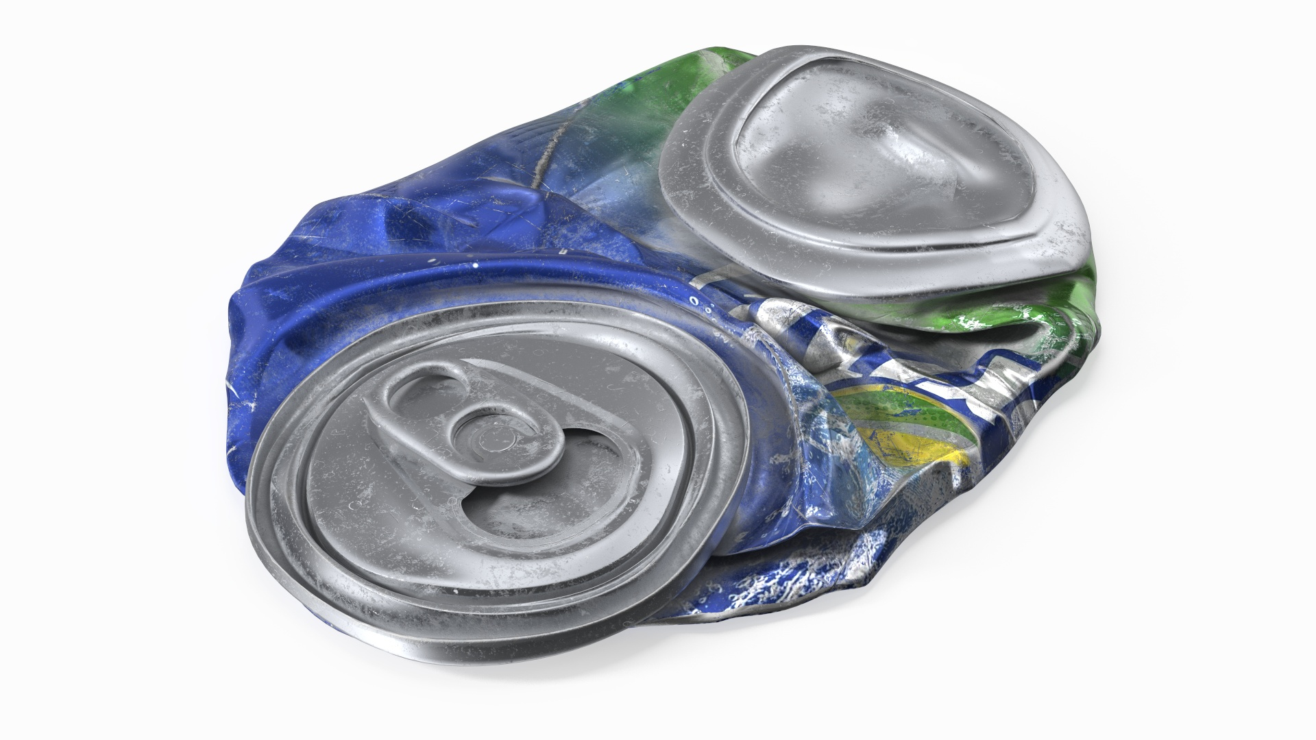 3D Sprite Crushed Soda Can Blue Green Used Model - TurboSquid 2504196