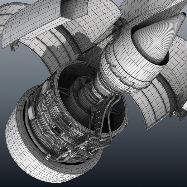 3d model jet engine